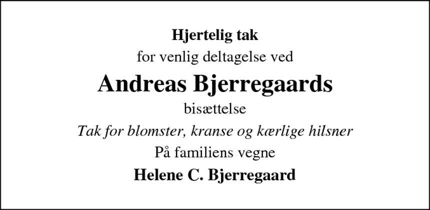 Dødsannonce – Andreas Bjerregaard - 6880 Tarm (Ådum) | Dødsannoncer.dk