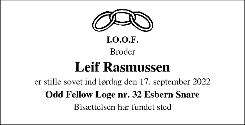 Dødsannonce – Leif Rasmussen - Skanderborg | Dødsannoncer.dk