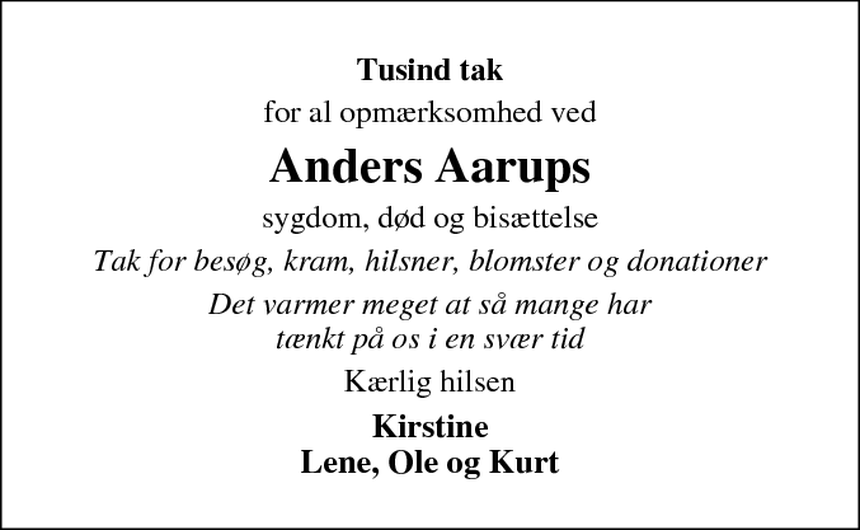 Dødsannonce – Anders Aarup - Kloster | Dødsannoncer.dk