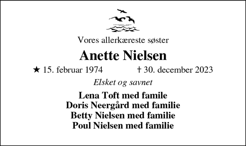 Dødsannonce Anette Nielsen Varde Dødsannoncerdk