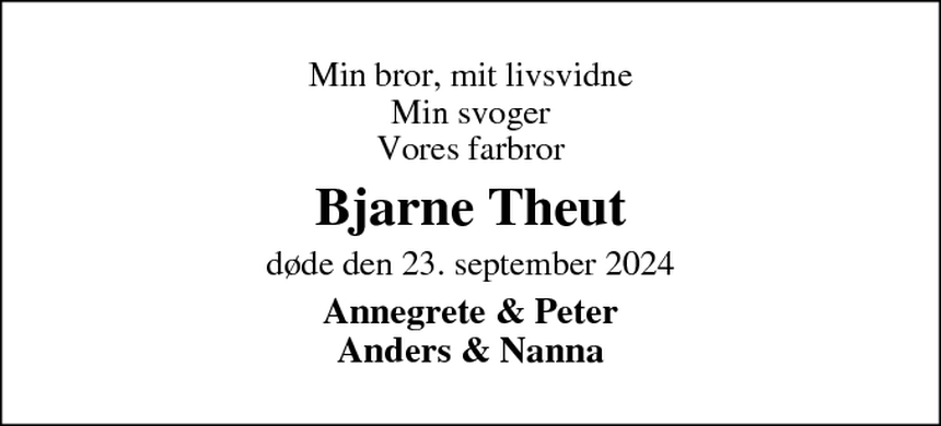 Dødsannonce – Bjarne Theut - Viborg | Dødsannoncer.dk