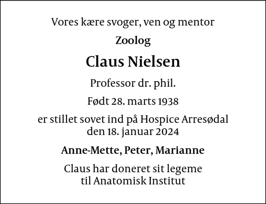 Dødsannonce – Claus Nielsen - rødovre | Dødsannoncer.dk