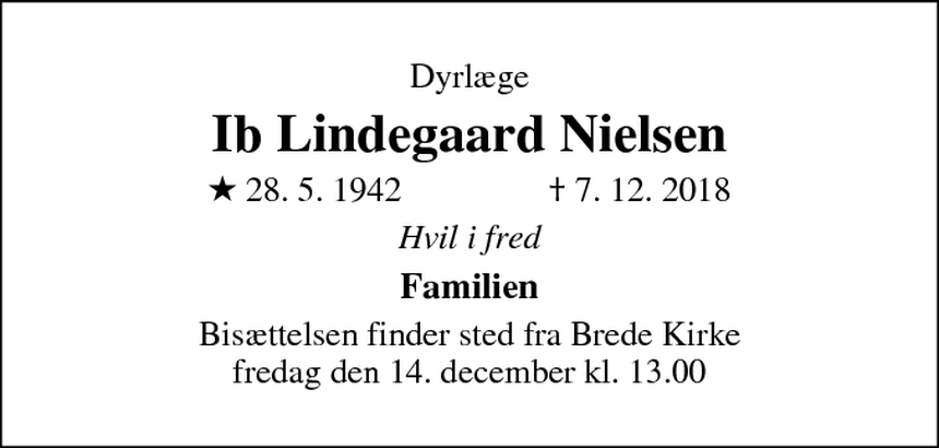 Dødsannonce – Ib Lindegaard Nielsen - Bredebro | Dødsannoncer.dk