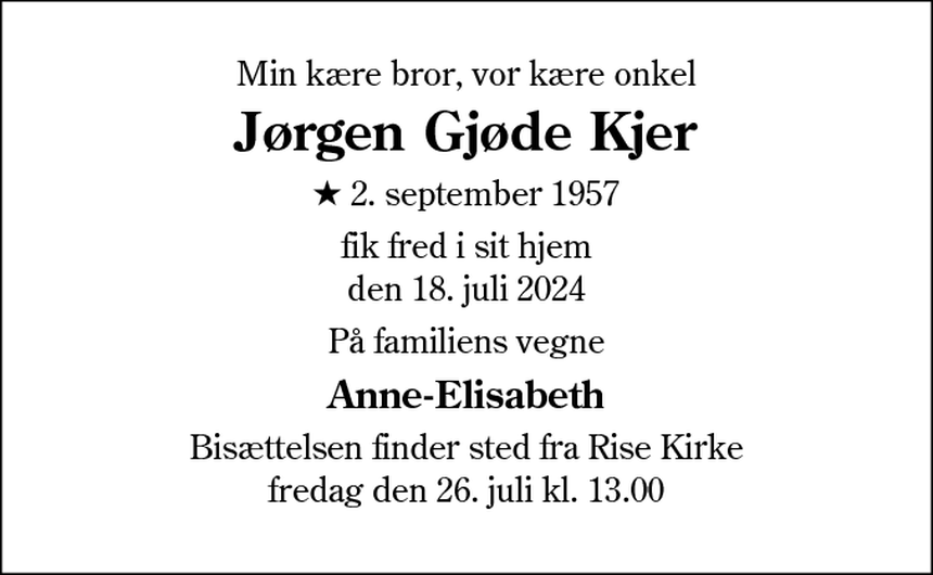 Dødsannonce – Jørgen Gjøde Kjer - Aabenraa | Dødsannoncer.dk