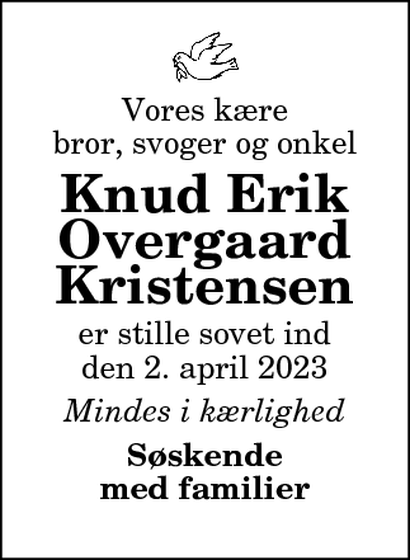 Dødsannonce – Knud Erik Overgaard Kristensen - Thisted | Dødsannoncer.dk
