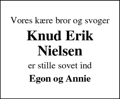 Dødsannonce – Knud Erik Nielsen - Ikast | Dødsannoncer.dk