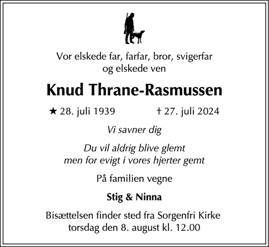 Dødsannonce – Knud Thrane-Rasmussen - Virum | Dødsannoncer.dk