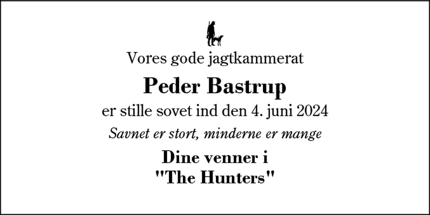 Dødsannonce – Peder Bastrup - Ikast | Dødsannoncer.dk