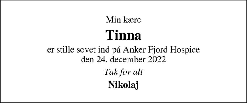 Dødsannonce Tinna Tim Dødsannoncerdk 2560
